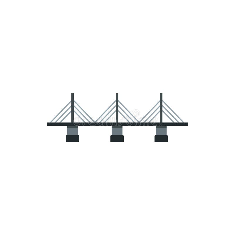 Suspension Bridge Icon in Flat Style Stock Illustration - Illustration ...