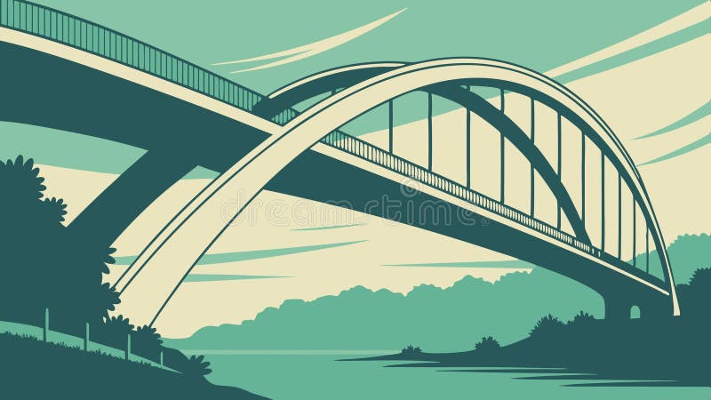 Suspension Bridge Illustration, Architectural Engineering Design Vector ...