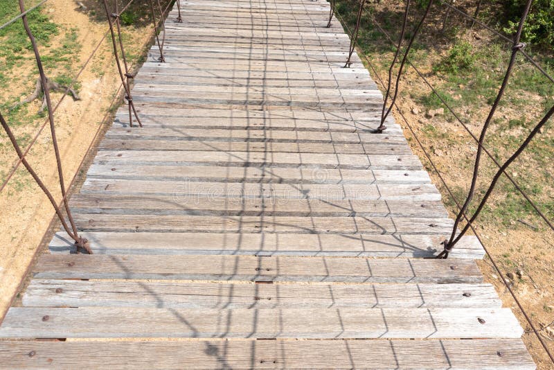 Suspension Bridge Made of Wood Floating on the Ground Stock Image ...