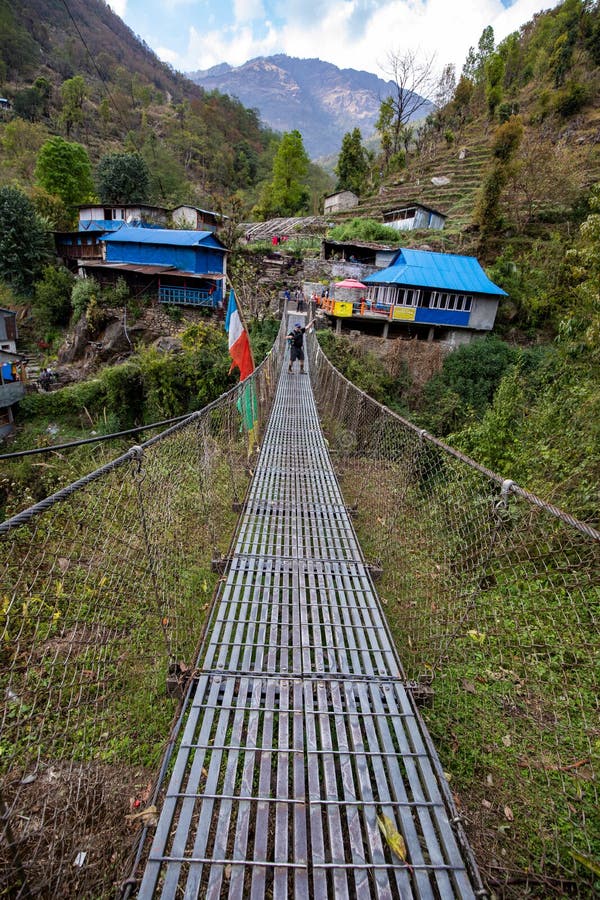 Suspension bridge Nepal editorial image. Image of nepal - 165263105