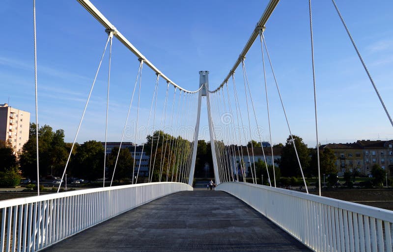 The Suspension Bridge Over the Drava River in Osijek Stock Photo ...