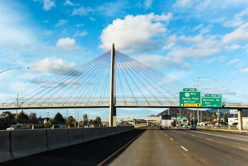 Suspension Bridge Over Freeway Stock Image - Image of lanes, busy: 62051455