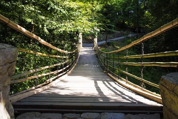 Suspension Bridge Over Gorge Stock Image - Image of footbridge ...