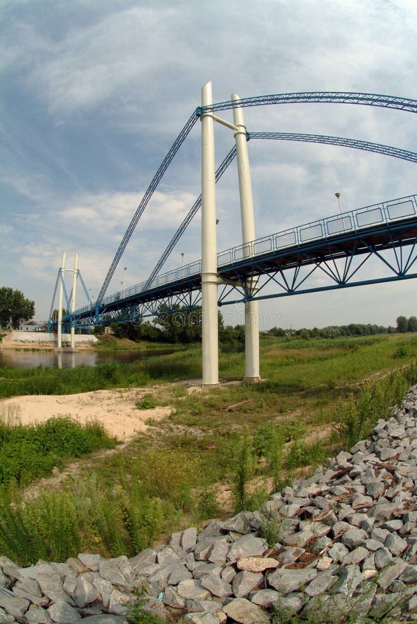 Suspension Bridge Over the River Stock Photo - Image of bridge, serene ...
