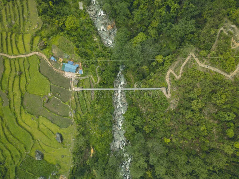 Suspension Bridge Over the River, Bridge Over the Mountain River ...