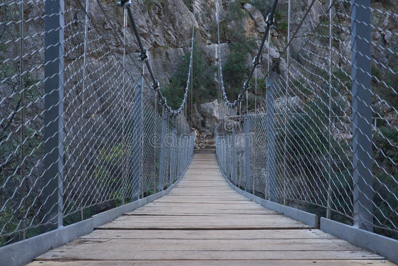 Suspension Bridge between Two Mountains Stock Image - Image of hike ...