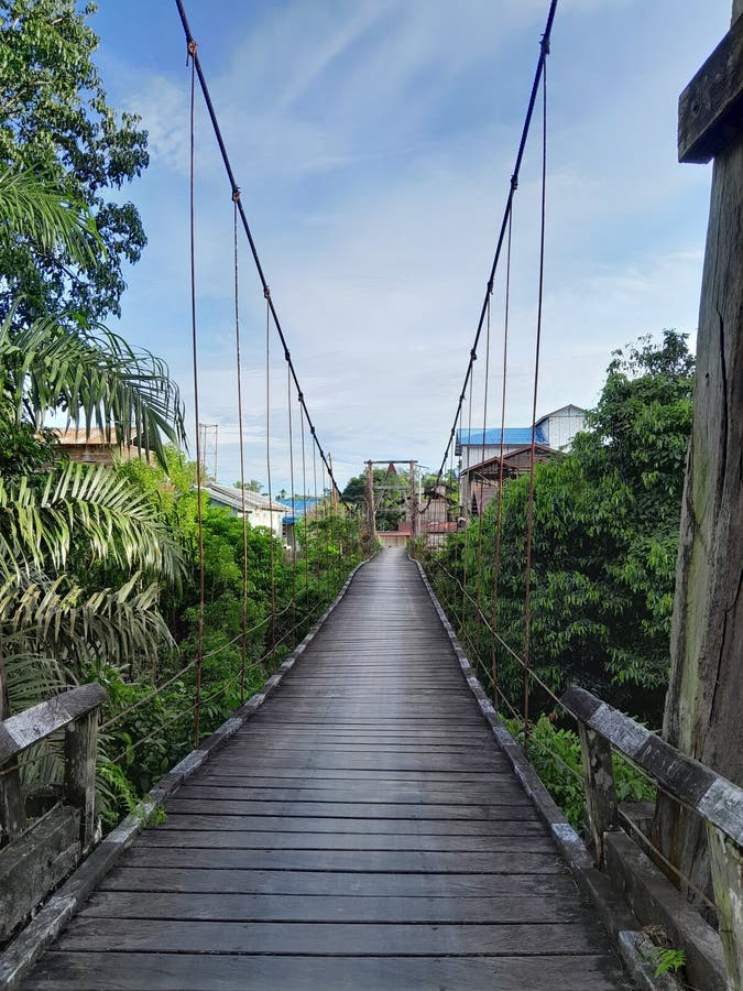 Suspension Bridge in a Village Called Old Ritan Stock Photo - Image of ...