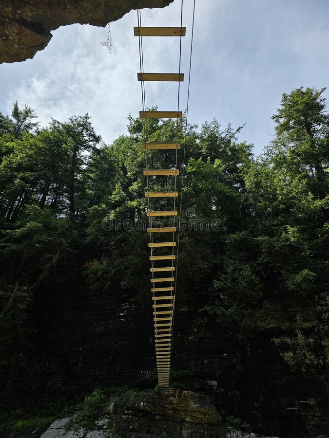Suspension Leader Bridge in Ausable Chasm Canyon Stock Photo - Image of ...