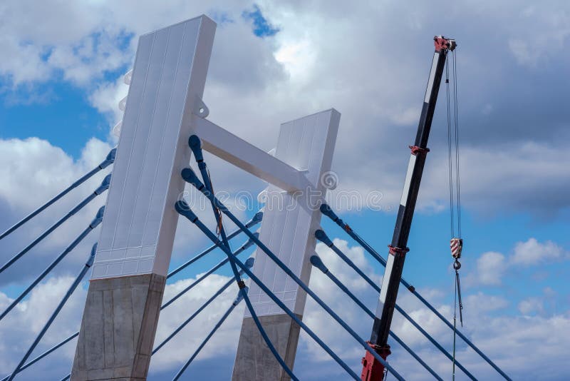 Suspension Rope Bridge Under Construction - Tensioning of Supporting ...