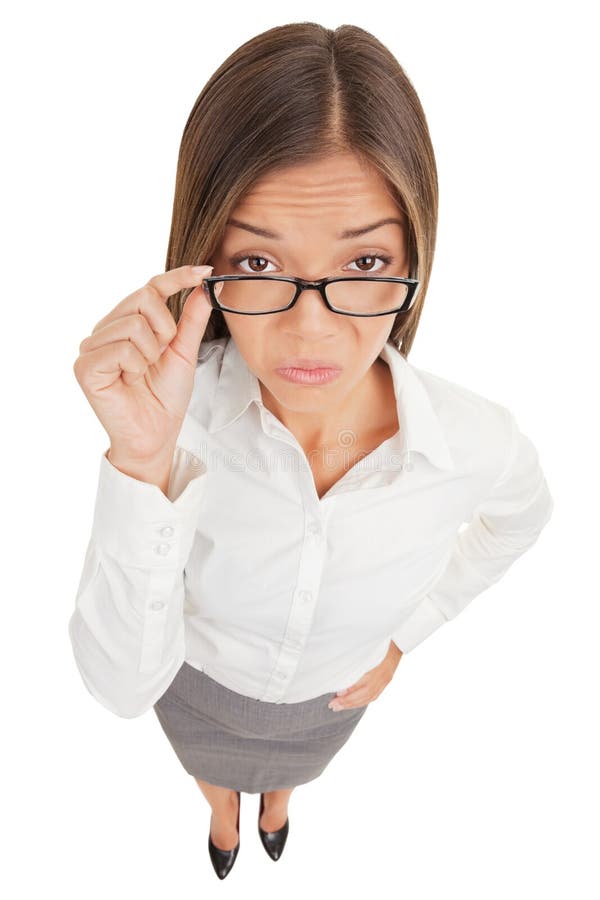 Suspicious Angry Secretary Taking Off Her Glasses Stock Photo - Image ...