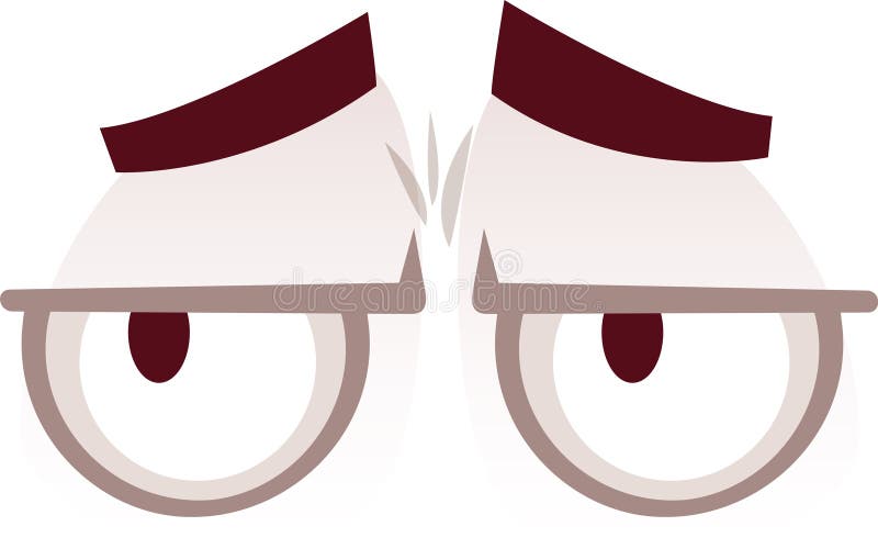 Suspicious Cartoon Eyes Looking Sideways with Frowning Eyebrows ...