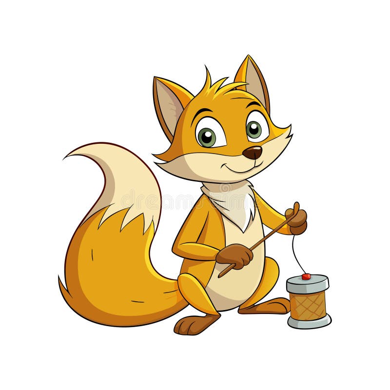 Suspicious Fox Stitching Its Tail Stock Vector - Illustration of ...