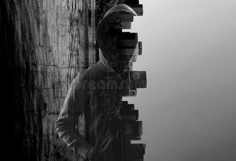 Suspicious man in hoody stock photo. Image of criminal - 121287742