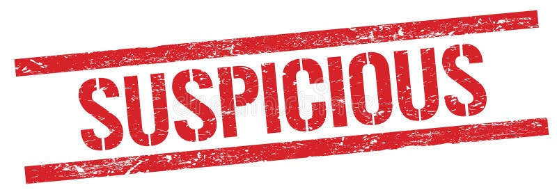 SUSPICIOUS Text on Red Grungy Rectangle Stamp Stock Illustration ...