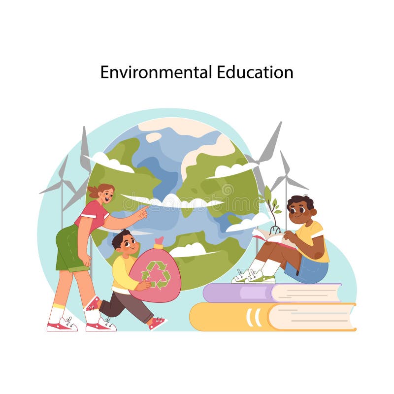 Sustainability Education. Flat Vector Illustration Stock Vector ...