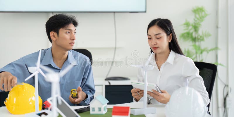 Sustainability Engineer Discussing Renewable Energy Solutions Stock ...