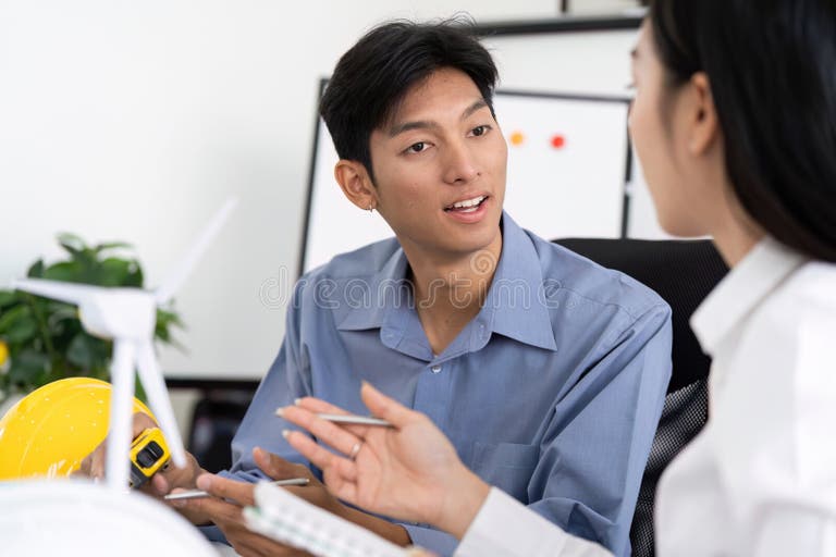Sustainability and Engineering. Engaged Engineers Brainstorming ...