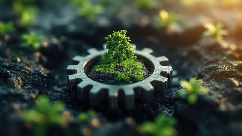 Sustainability Targets, 3D Illustration of a Gear System Representing ...