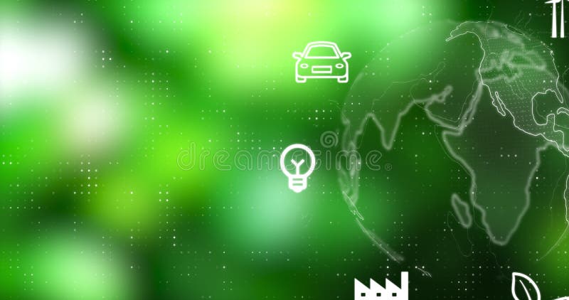 Sustainability, Technology and World with Icon in Environment for ...