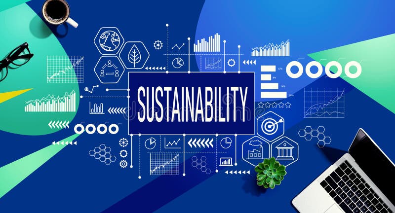 Sustainability Theme with Laptop Computer Stock Photo - Image of ...