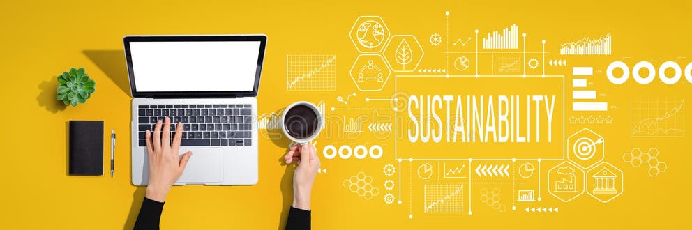 Sustainability Theme with Person Using Laptop Computer Stock Image ...