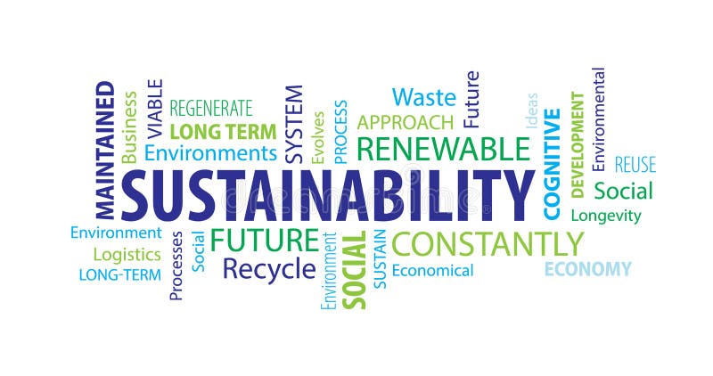 Sustainability Word Cloud stock vector. Illustration of blue - 185264973