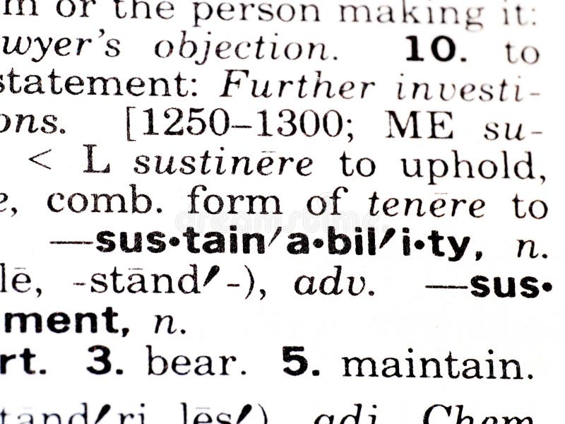 Closeup of the Word Sustainability in the Dictionary Stock Image ...