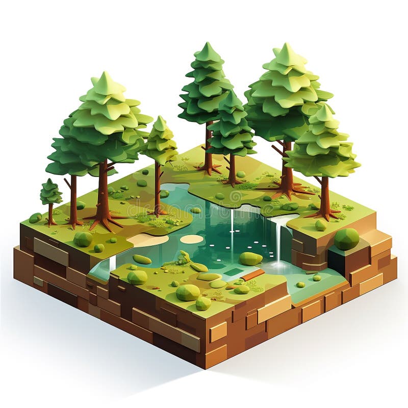 Sustainable 3D Isometric Forest: Natural Harmony Stock Illustration ...