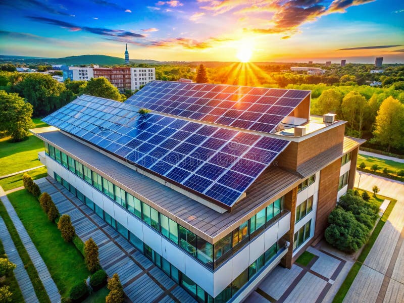 Sustainable Architecture Modern Building Integrated with Solar Panels ...