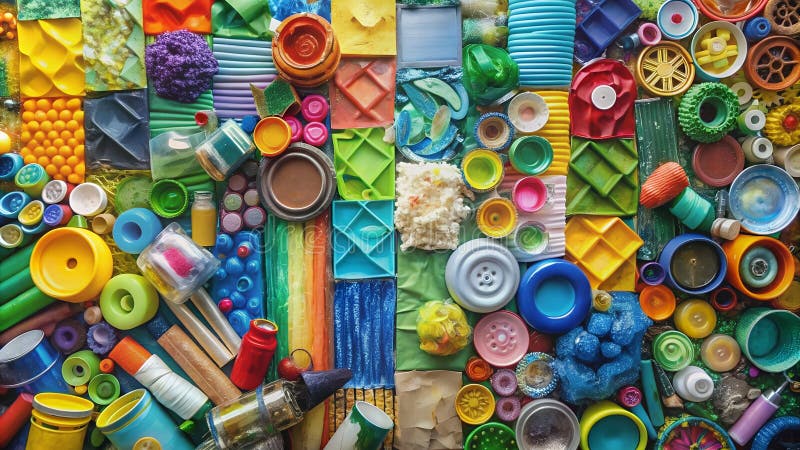 Sustainable Art: Vibrant Collage with Recycled Materials Generative AI ...