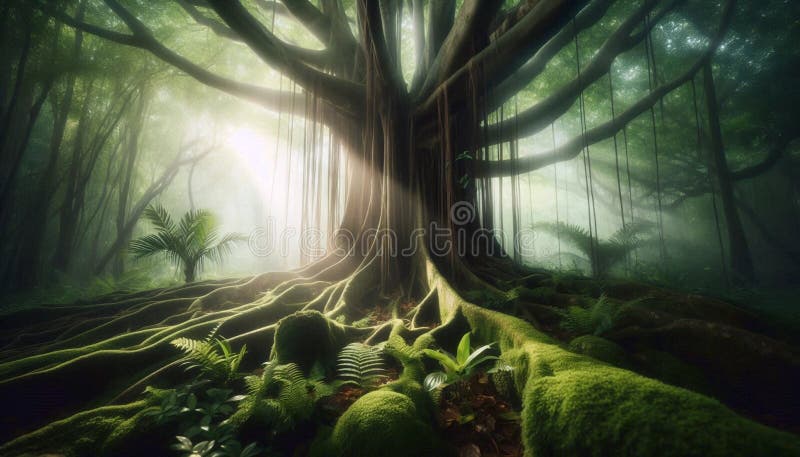 The Sustainable Banyan Tree Grove, AI Generated Image Stock Photo ...