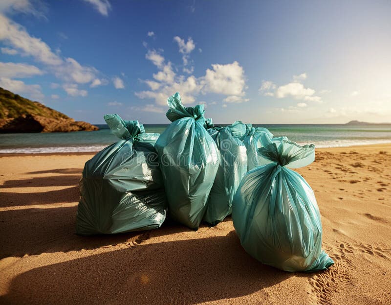 Sustainable Beach Clean-Up Scene Stock Photo - Image of cleaning ...