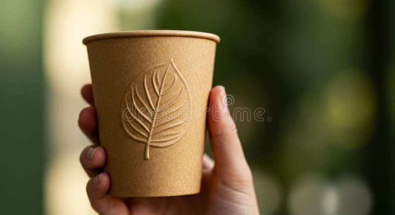 Sustainable Biodegradable Coffee Cup with Embossed Leaf Design in ...