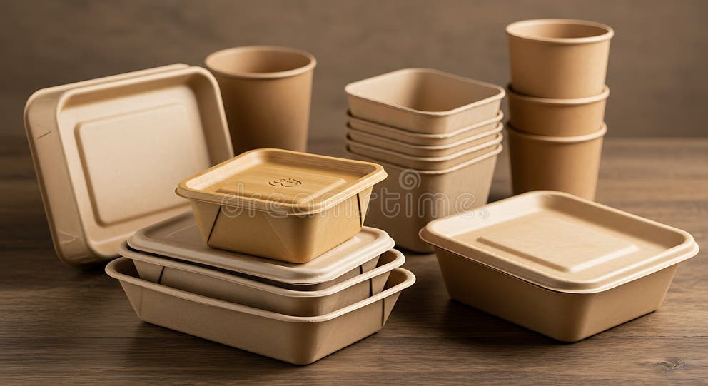 Sustainable Brown Compostable Containers for Eco-friendly Packaging ...