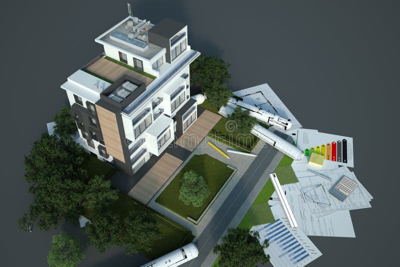 Sustainable Building Mock Up Stock Illustration - Illustration of ...