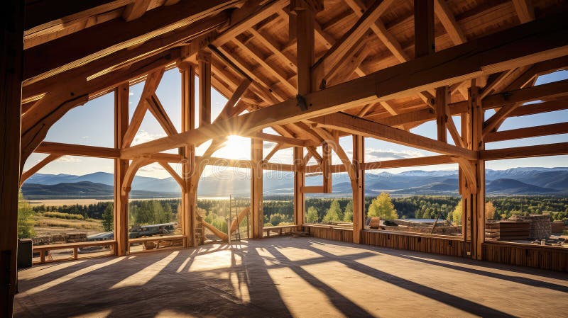 Sustainable Building Timber Frame Stock Illustration - Illustration of ...