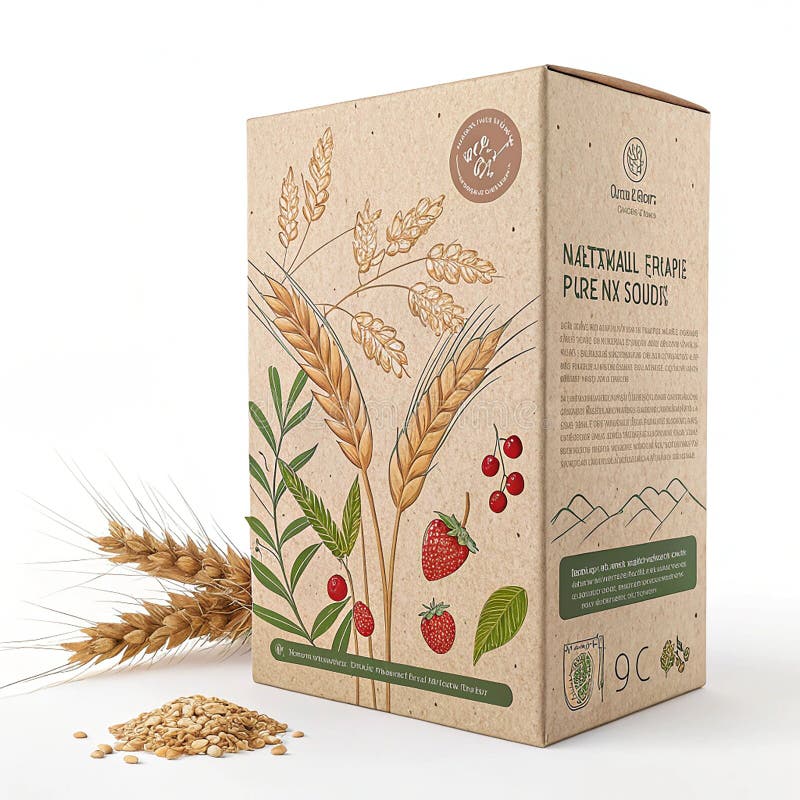 Sustainable Cereal Box with Natural Paper Textures Stock Illustration ...
