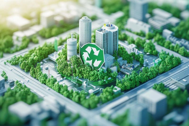 Sustainable City, a Vision of Greenery and Recycling Stock Image ...
