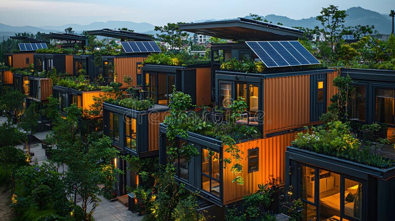 Sustainable Compact Modular Homes in Green Environment Stock ...