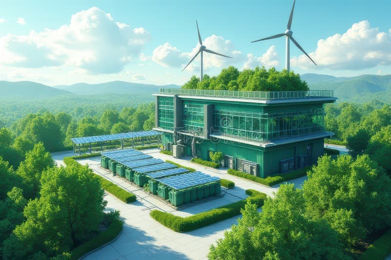 Sustainable Data Center Design Stock Illustration - Illustration of ...