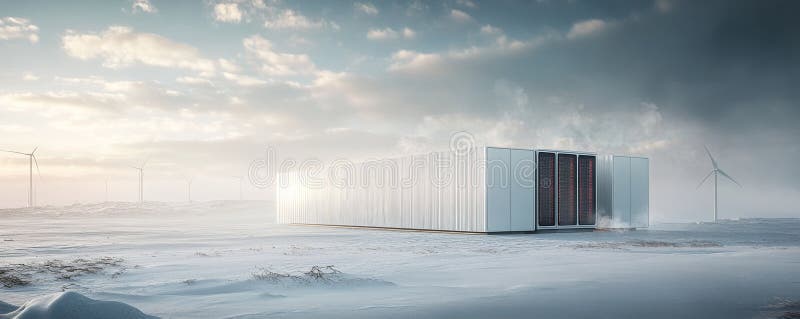 Sustainable Data Center Winter Landscape, White Modular Design ...