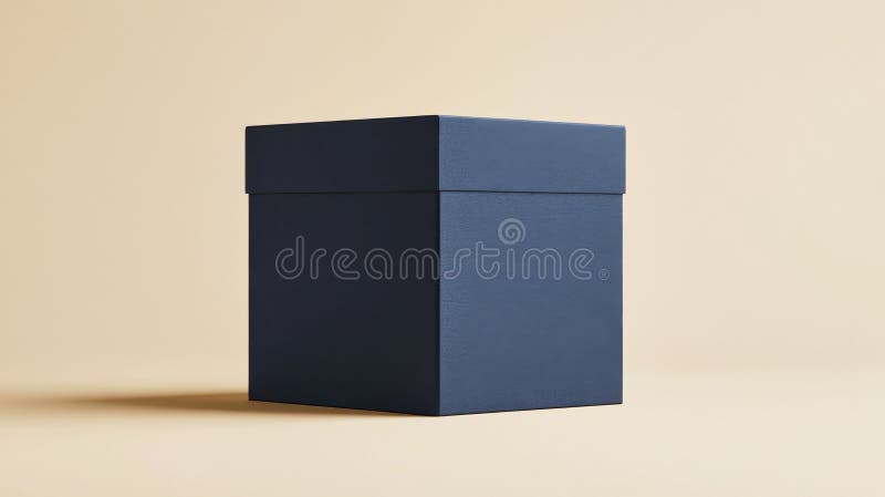 Sustainable Deep Blue Cardboard Box Mockup Displayed Against a Beige ...