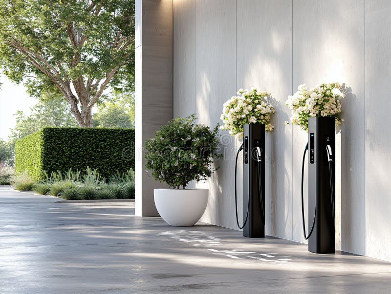 Sustainable Design of EV Charging Stations Stock Photo - Image of ...