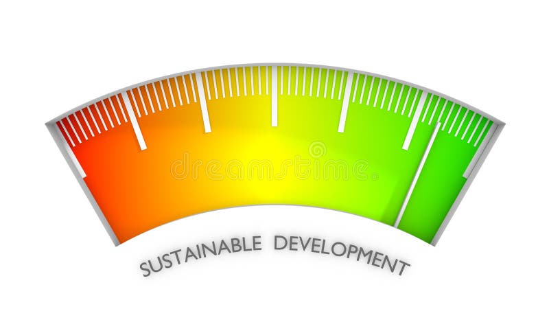 Sustainable Development Concept. Instrument Scale with Arrow. Colorful ...