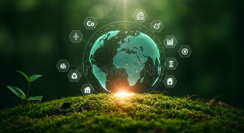 Sustainable Development Goals Concept with Earth Globe and Green Energy ...