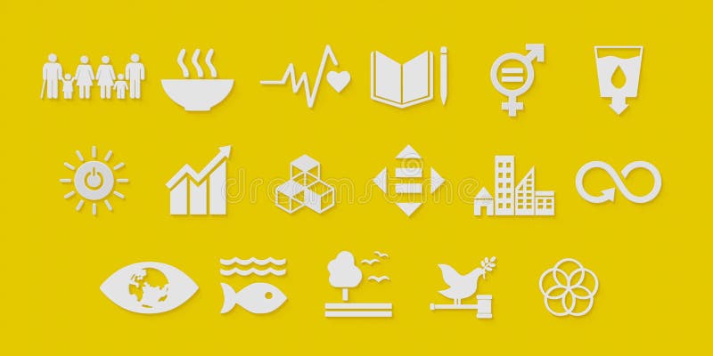 Sustainable Development Goals Set Seventeen Colorful Icon. 3D Rendering ...