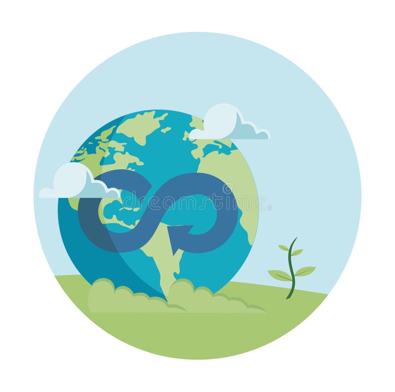Sustainable Earth Concept Featuring Cycle Symbol with Environmental ...