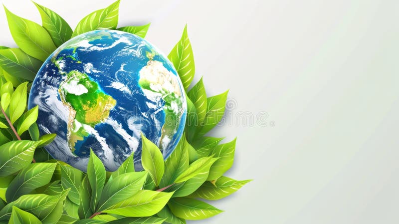Sustainable Earth: Green Leaves Embracing the Planet Stock Photo ...