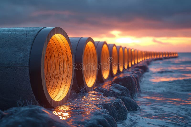 Sustainable Energy Advanced Tidal Energy Generators at Sunset Create ...