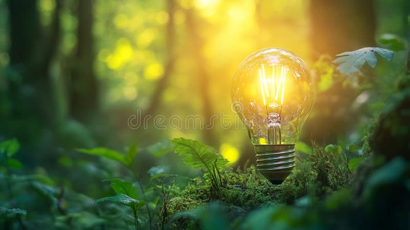 Sustainable Energy Background with Light Bulb and Environmental ...